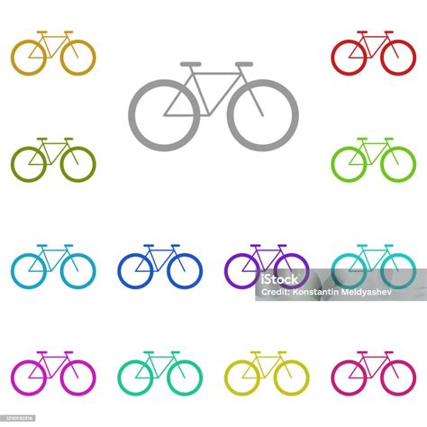자전거 멀티 컬러 아이콘 Ui 및 Ux 웹 사이트 또는 모바일 응용 프로그램에 대한 간단한 문양 범용 아이콘의 평면 벡터 0명에 대한 스톡 벡터 아트 및 기타 이미지