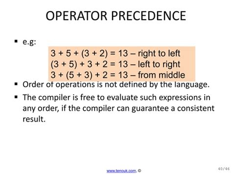 Operator Precedence And Associativity Ppt