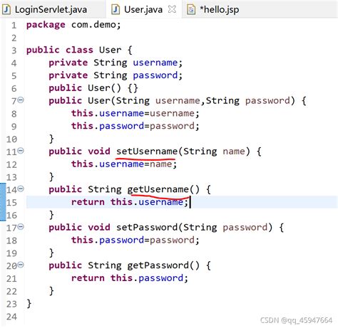 初学jspjava Beans遇到的问题：在 Comdemouser 类型bean中找不到任何有关属性 Username 的信息在类型
