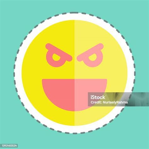 스티커 라인 컷 이모티콘 이블 이모티콘 기호에 적합합니다 편집 가능한 간단한 디자인 디자인 템플릿 벡터 간단한 기호 그림 3차원 형태에 대한 스톡 벡터 아트 및 기타 이미지