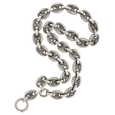 Victorian Sterling Gucci Style Anchor Link Chain Necklace A Brandt