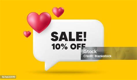 Diskon Diskon 10 Persen Tanda Penawaran Harga Promosi Spanduk Gelembung Ucapan 3d Vektor