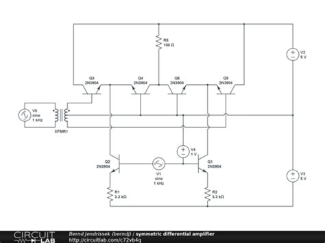 Symmetric Differential Amplifier Circuitlab