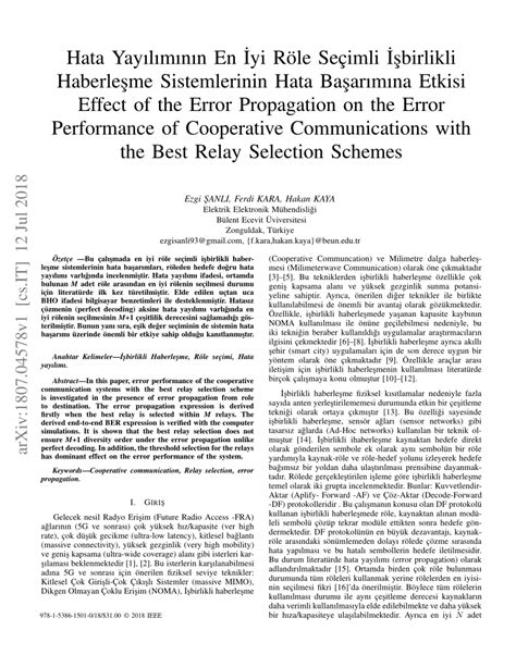 Pdf Effect Of The Error Propagation On The Error Performance Of Cooperative Communications
