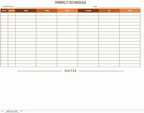 2 Week Schedule Template Excel