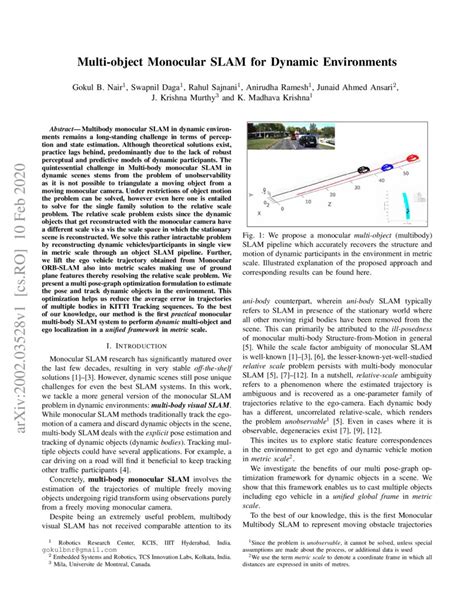 Multi Object Monocular Slam For Dynamic Environments Deepai