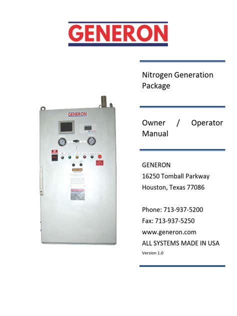 Generon Oandm Manual Pdf Atmosphere Of Earth Oxygen