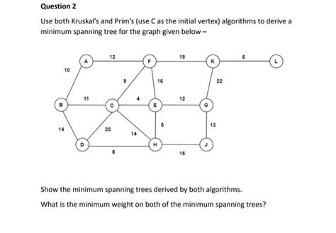 solved use both kruskal s and prim s use c as the initial