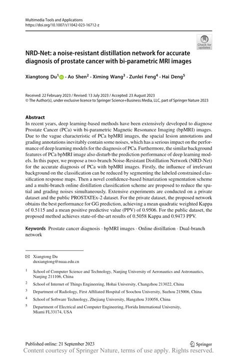 Nrd Net A Noise Resistant Distillation Network For Accurate Diagnosis Of Prostate Cancer With