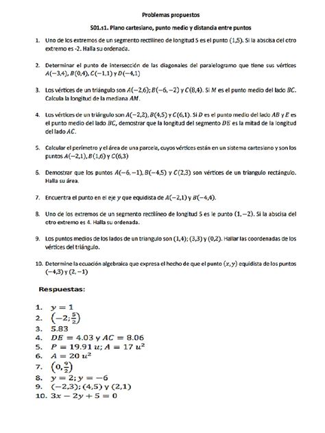 Tarea I Distancia Entre Dos Puntos Punto Medio Rectas Secciones