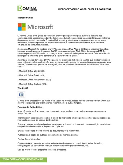 04 Microsoft Office Word Excel E Power Pont Pdf Microsoft Botão Ctrl