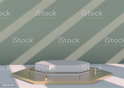 그림자가 있는 추상적인 빈 연단 제품 프레젠테이션을 위해 스탠드를 모의합니다 3d 렌더 최소한의 개념 제품을 표시합니다 패션에