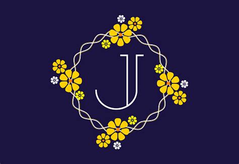 플로럴 모노그램 문자 J 식물 요소가 있는 이니셜 알파벳 꽃 알파벳 벡터 디자인 0명에 대한 스톡 벡터 아트 및 기타 이미지 0명 결혼식 금색 Istock