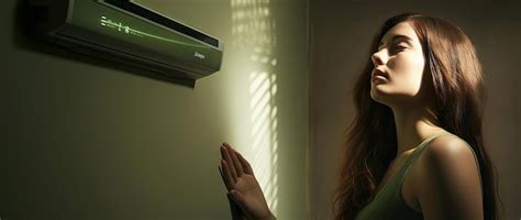 Premium AI Image A Girl Using A Remote Control On An Air Conditioner