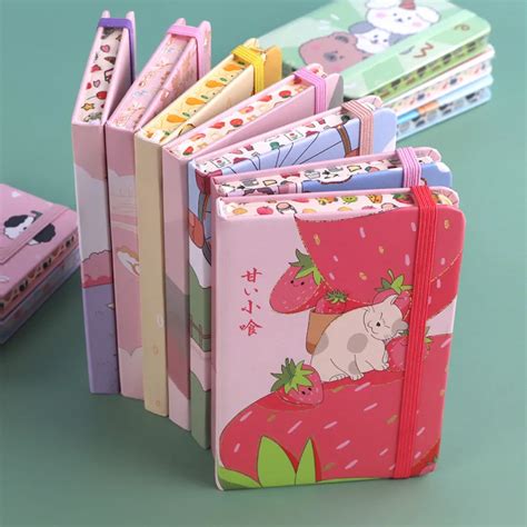 A7 스트랩 하드 커버 포켓이 귀여운 작은 노트북 문구 도금 가장자리 다양한 사양의 휴대용 노트북 Aliexpress