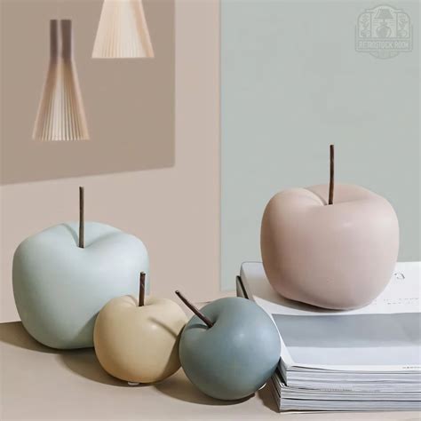 Apple Model Modern Design Figurine Fruit Home Decor Kitchen Apple Ornament European Design