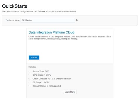 Quickstart A Data Integration Platform Cloud Classic Instance