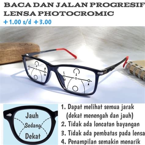 Jual Kacamata Plus Baca Dan Jalan Progresif Lensa Photocromic Multi