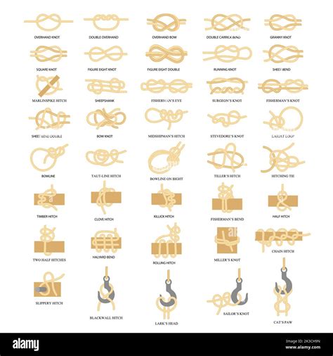 Nautical Knot Icon Set Sailing Rope Knots Vector Flat Style Design