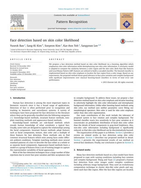 Pdf Face Detection Based On Skin Color Likelihood Dokumentips