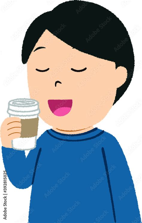 コンビニコーヒーを飲む男性のイラスト Stock Vector Adobe Stock