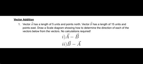 Vector Addition 1 Vector A⃗ Has A Length Of 5 Units And Points North Vector B⃗ Has A Length Of