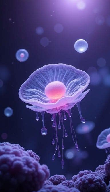 Free Glowing Microscopic Jellyfish Image Jellyfish Bioluminescent