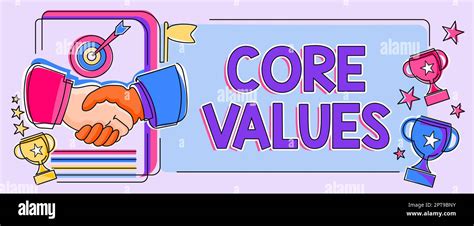 Conceptual Display Core Values Business Idea Principles Which Guide And Determine What Is Wrong