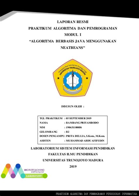 Pdf Laporan Resmi Praktikum Algoritma Dan Pemrograman Modul I