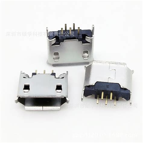 供应micro立式母座micro 5p 180度直插micro Usb连接器ab型卷边 阿里巴巴