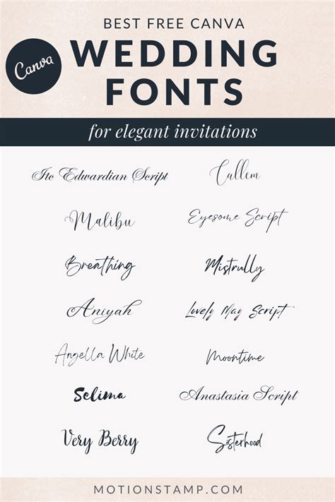 Best Canva Fonts For Weddings And Invitations Wedding Invitation Fonts Free Wedding Fonts