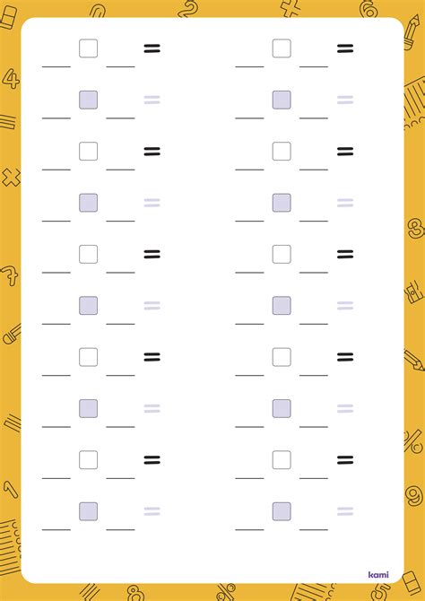 Two Column Blank Math Worksheet Orange For Teachers Perfect