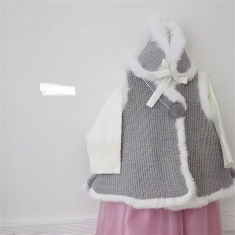 블리스재이 🔸리얼 누빔 롱 토끼털 배자 🔸 ️color 그레이 크림 ️size