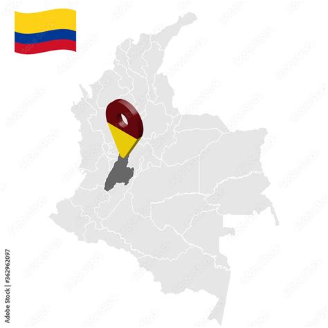 Vetor De Location Of Tolima On Map Colombia 3d Tolima Location Sign Flag Of Tolima Quality