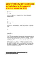 Csis 100 Liberty University Quiz Sql Database With Answers Practice Materials 2024 DocMerit