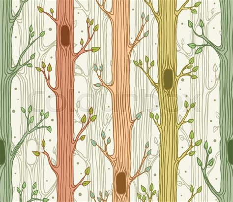 Seamless Pattern With Trees Woodland Stock Vector Colourbox