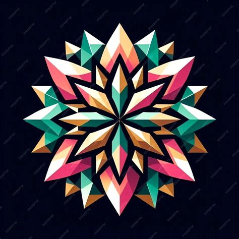 Vibrant Geometric Mandala With Colorful Symmetry Modern Polygonal Starburst Design In Bold Hues