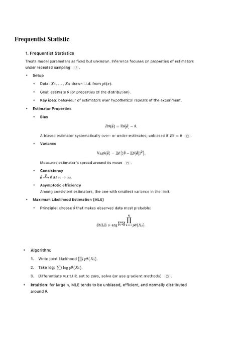Stats Ml Cheat Sheet Bayesian Vs Frequentist Approaches And Key