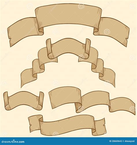 Retro Ribbon Banner Set Design Element Stock Vector Illustration Of