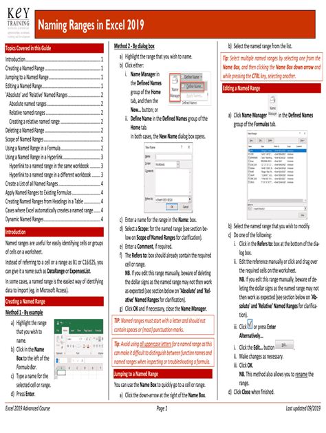 Fillable Online How To Create Named Ranges In Excel A Step By Step
