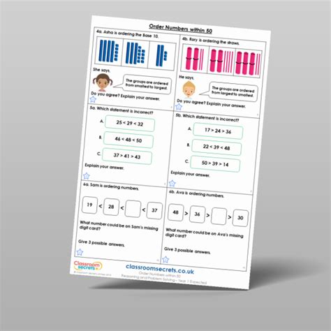 Year 1 Order Numbers Within 50 Reasoning And Problem Solving Resource Classroom Secrets
