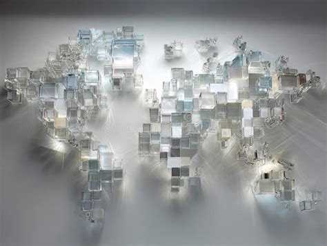 Grid Like 3d Glass Sculpture Interconnected Cubes Varying In Size And