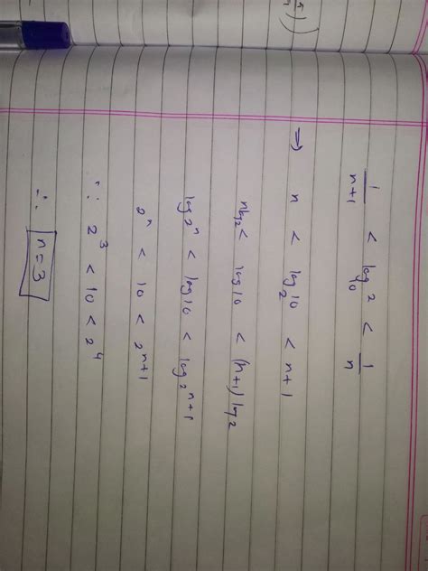 If Log10 2 Lies Between 1 N 1 And 1 N Then N Nel