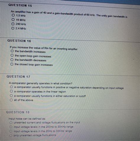 solved question 15 an amplifier has a gain of 40 and a