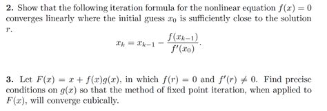 Solved Show That The Following Iteration Formula For The Chegg