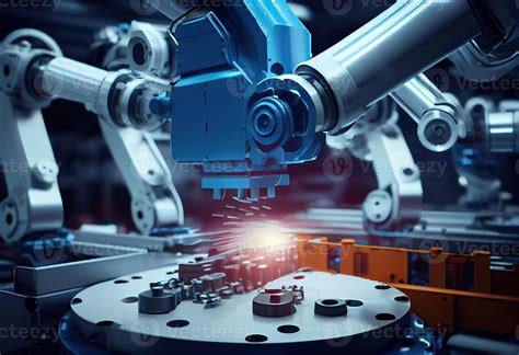 Illustration Of Smart Factory Robotic Arm Industry 50 Car Assembly
