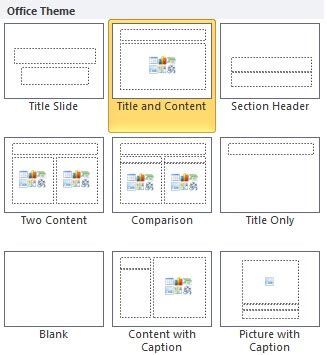 PowerPoint Table INSERT SLIDE INSERT NEW SLIDE Button