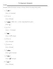 Improper Integrals Convergence And Divergence Of Integrals Course Hero