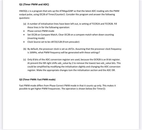 Solved Q1 Timer Pwm And Adc Hw301c Is A Program That Sets