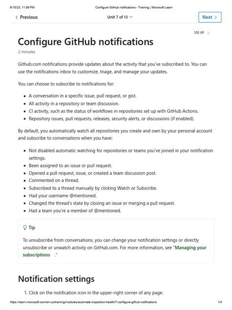 Configure Github Notifications Training Microsoft Learn Pdf